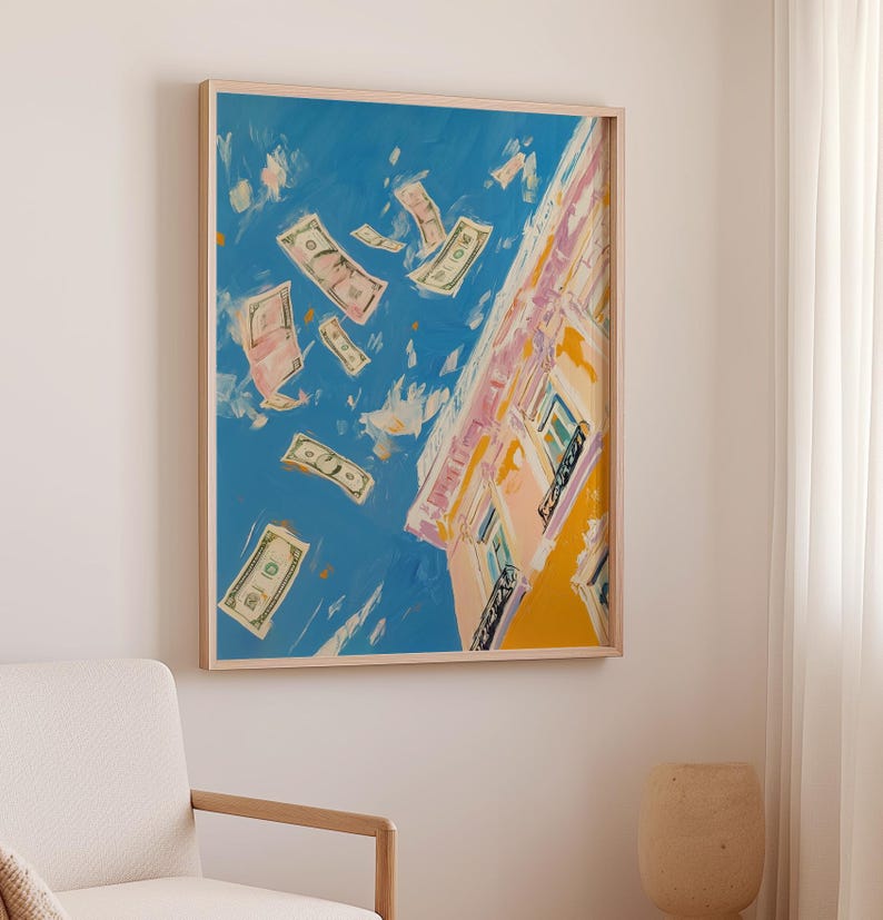 Money Rain Art Print: Preppy Dorm Decor (digital Download), Funky ...
