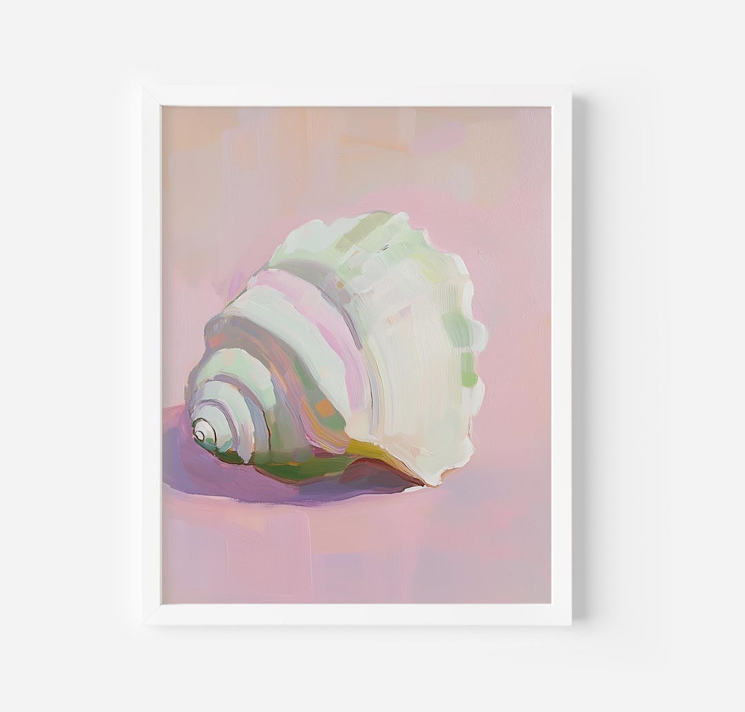 Pastel Sea Shell Printable, Acrylic Painting, Beach House Kitchen Art ...