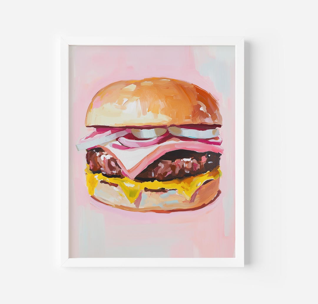 Hamburger Kitchen Print: Trendy Food Wall Art (digital Download), Fast ...