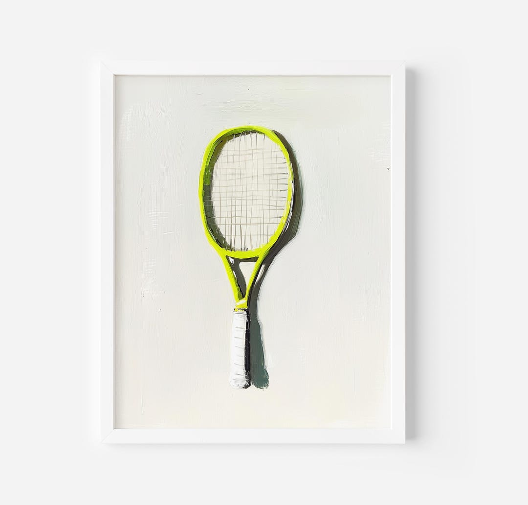 Tennis Racket Acrylic Painting, Tennis Player Gift, Sportscore Wall Art ...