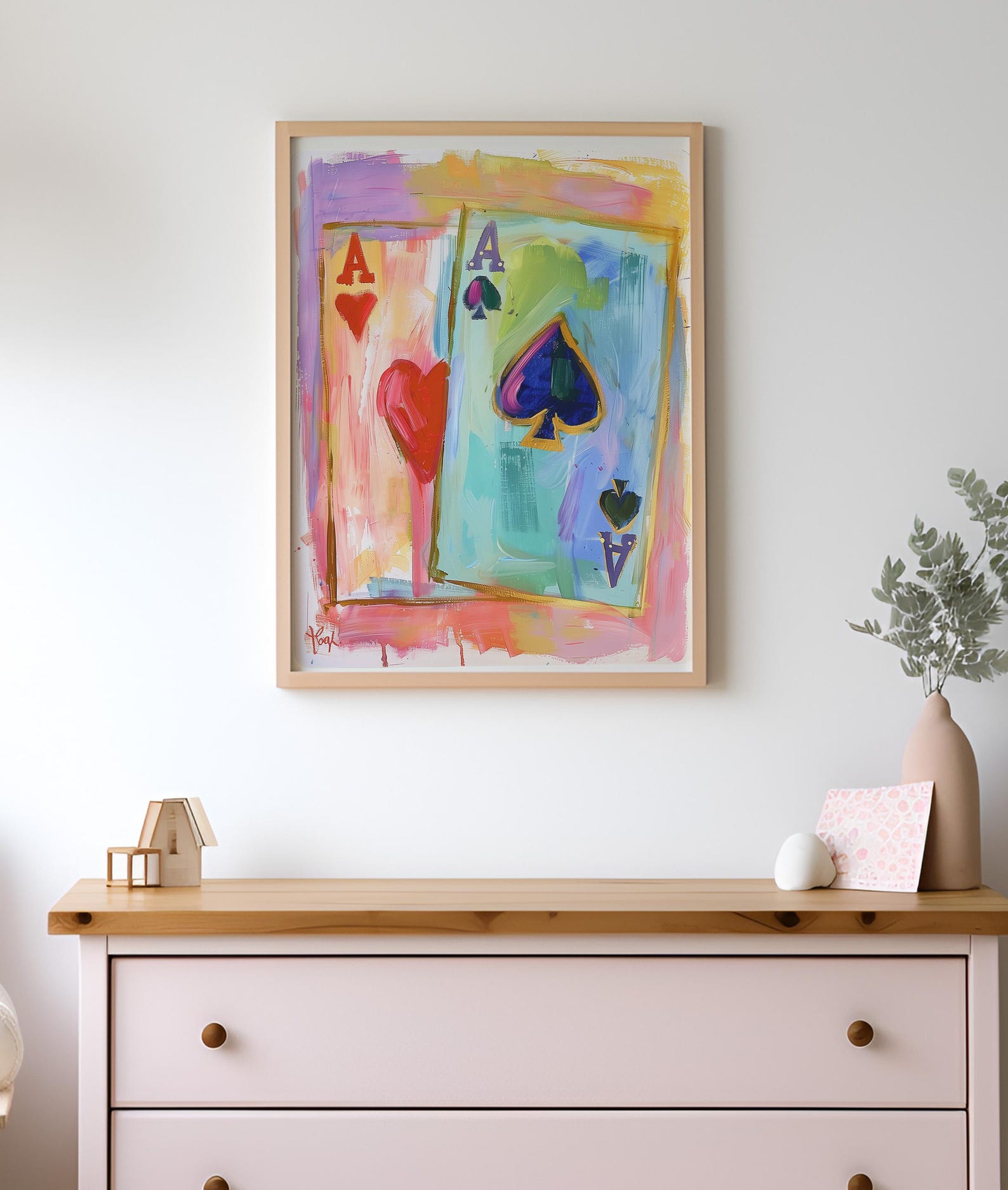 Retro Poker Cards Art Print: Playful Home Decor (digital Download) - Etsy