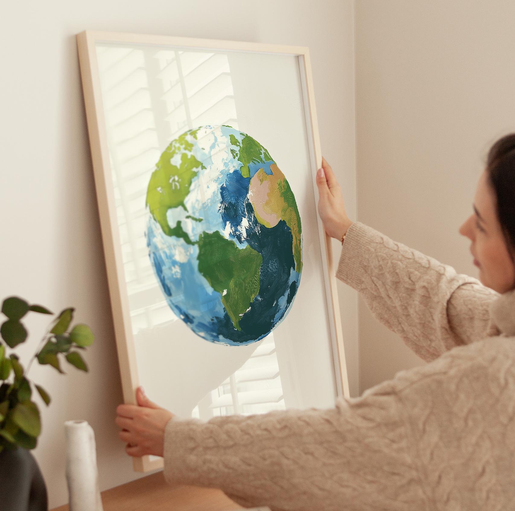 Blue Planet Art Print: Earth Day, Space Nursery Decor (digital Download ...