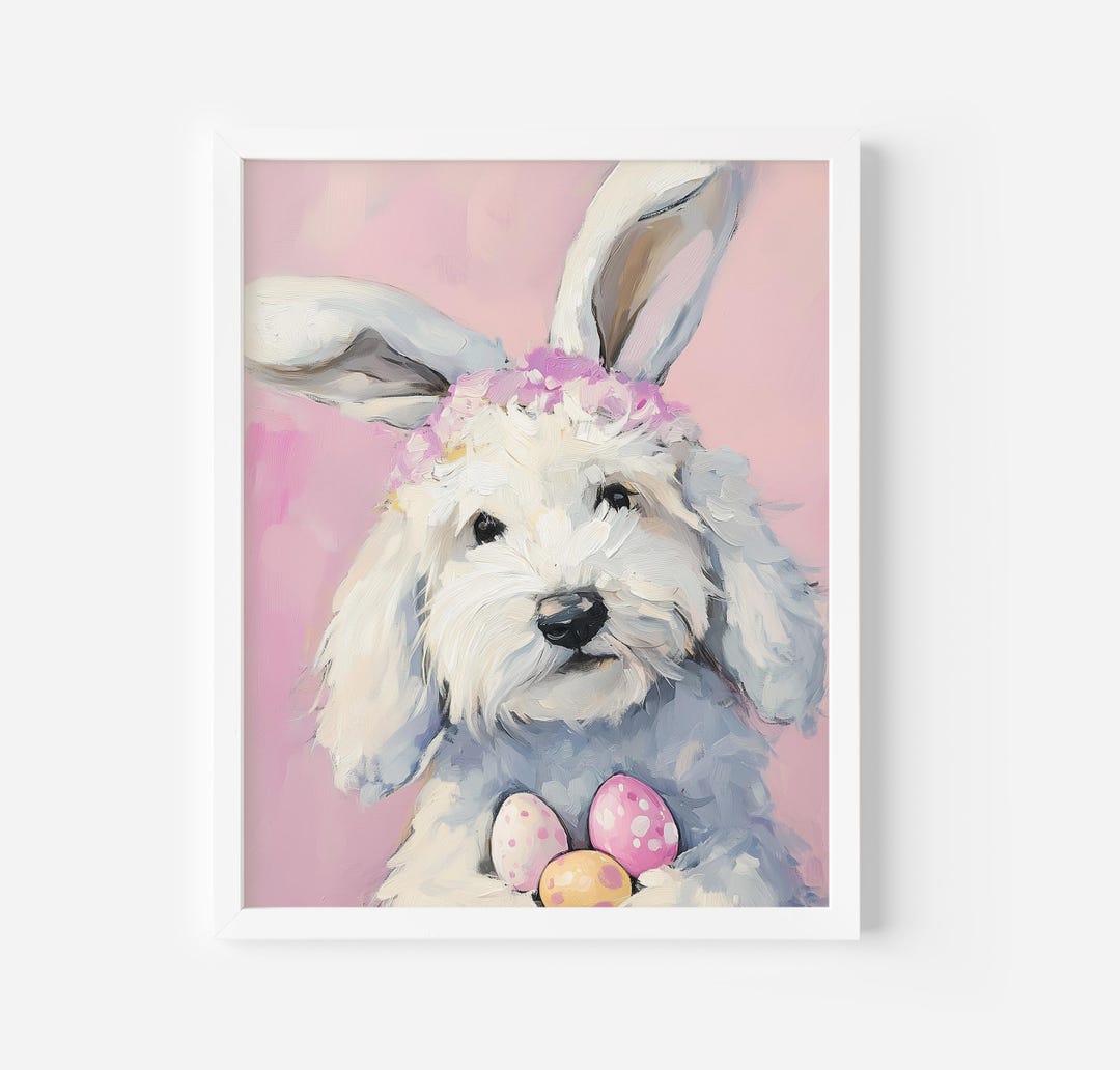 Poodle Easter Print: Bunny Ears Dog, Spring Nursery Decor (digital ...