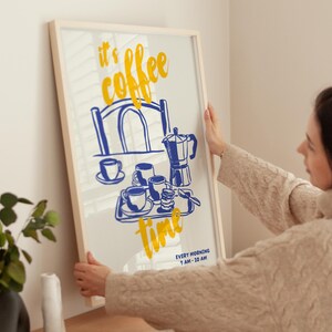 Retro Coffee Poster, Trendy Kitchen Decor, Its Coffee Time Print ...