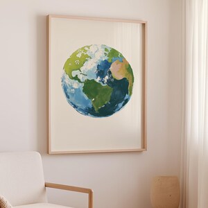 Blue Planet Art Print: Earth Day, Space Nursery Decor (digital Download ...