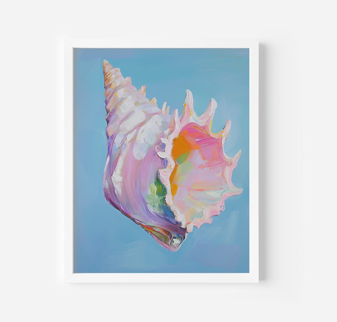 Conch Shell Art Print, Beach Nursery Decor, Printable Sea Shell Wall ...