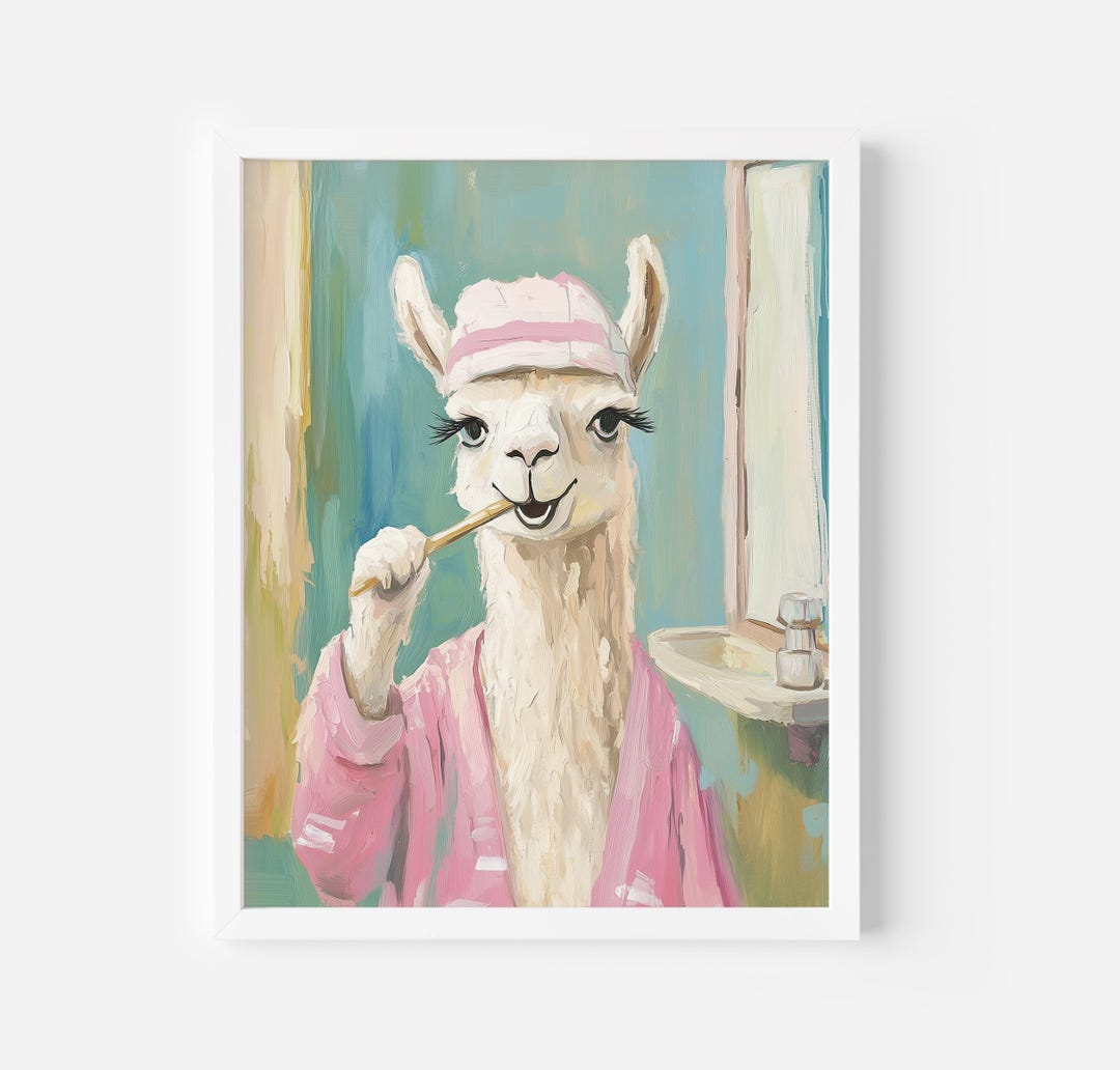 Llama Printable Art, Llama Bathroom Decor, Alpaca Wall Art, Bathroom ...