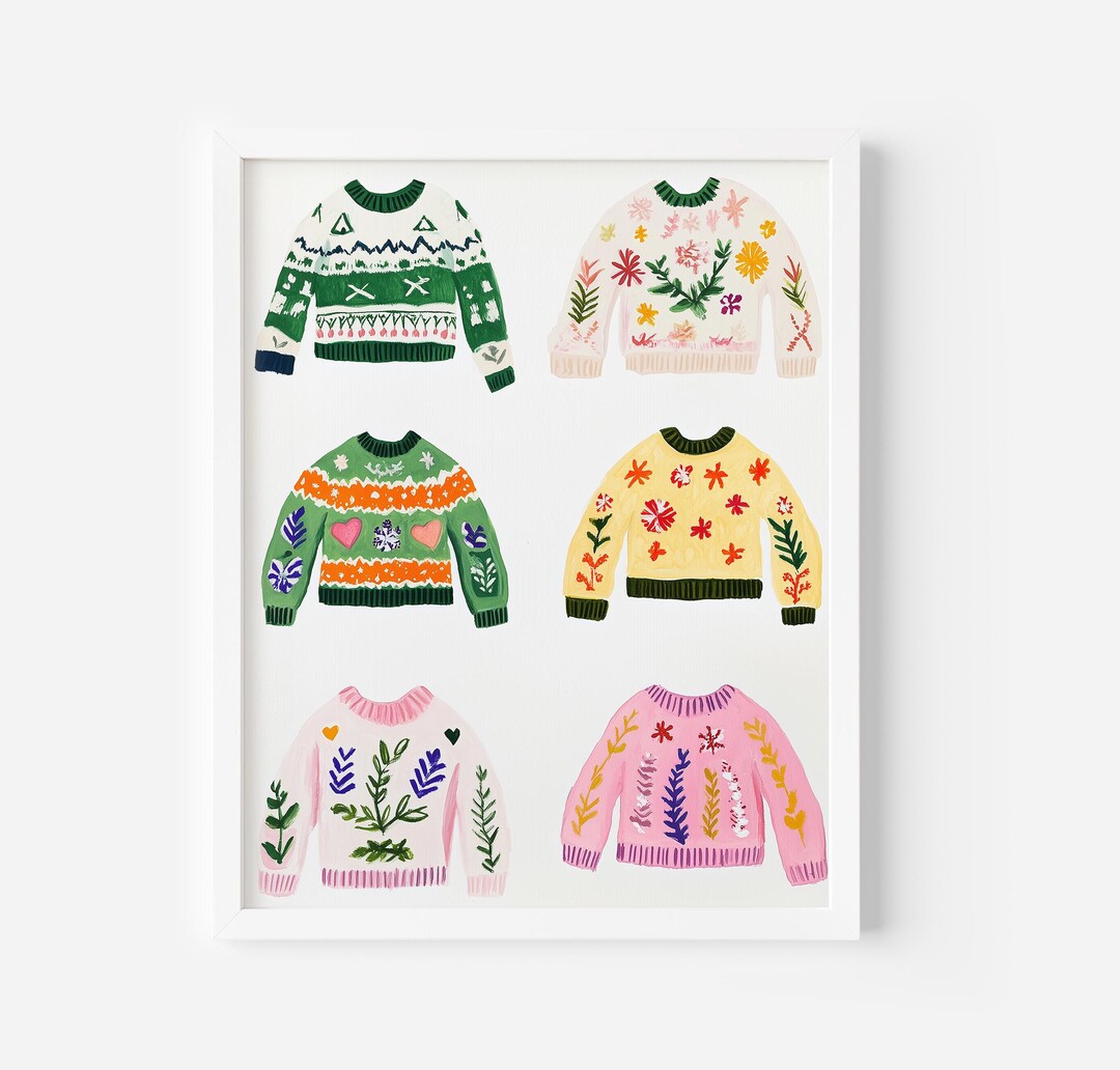 Ugly Sweaters Art Print: Fun Holiday Wall Decor (digital Download ...