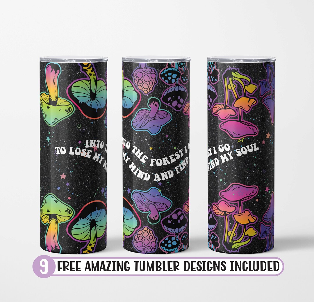 Neon Mushrooms Tumbler Wrap Design Psychedelic Mushrooms - Etsy