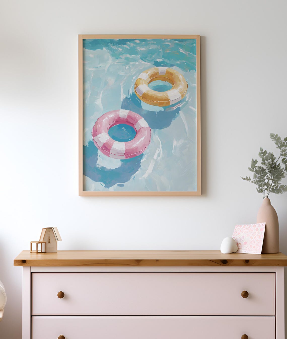 Striped Inner Tube Painting: Pastel Beach House Art (digital Download ...