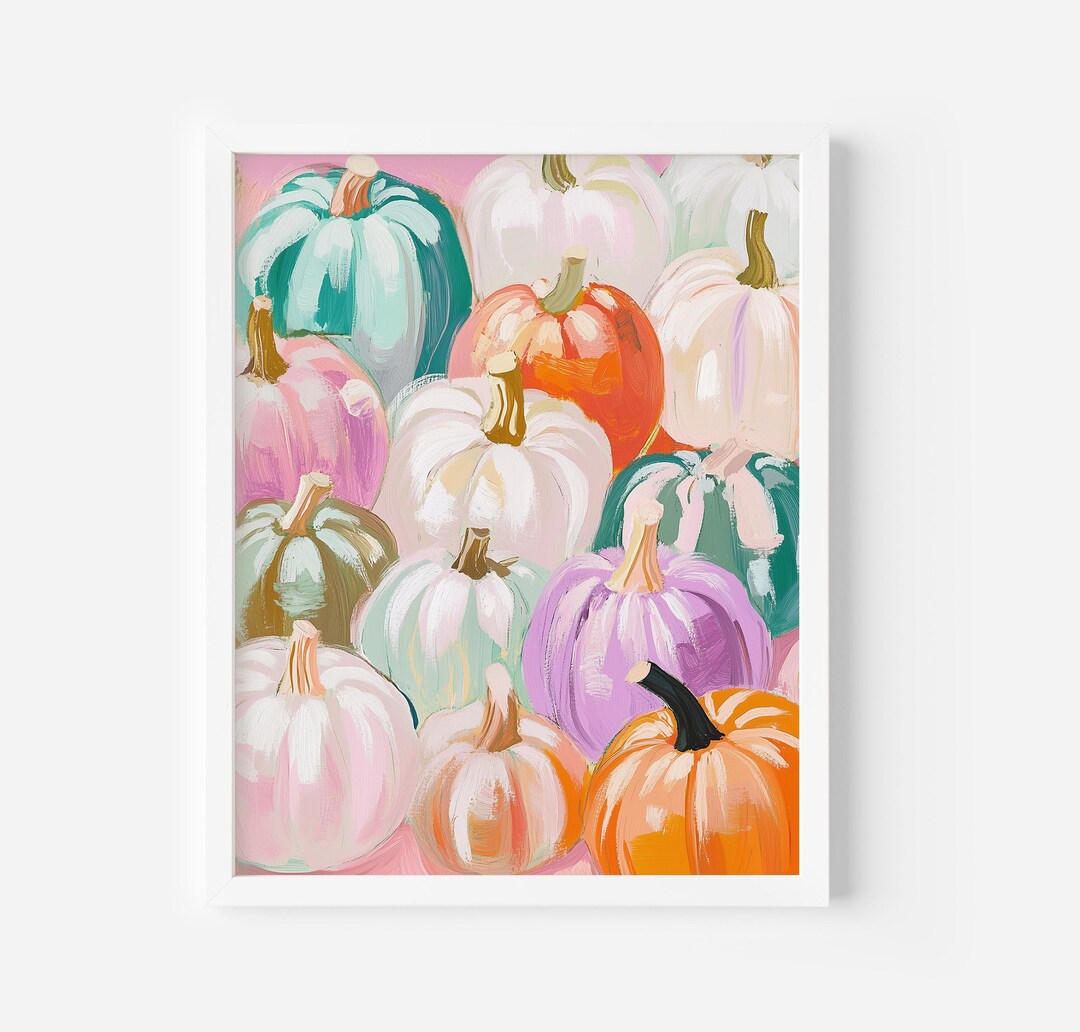 Pumpkins Painting, Girly Pink Halloween Printable, Autumn Home Decor ...