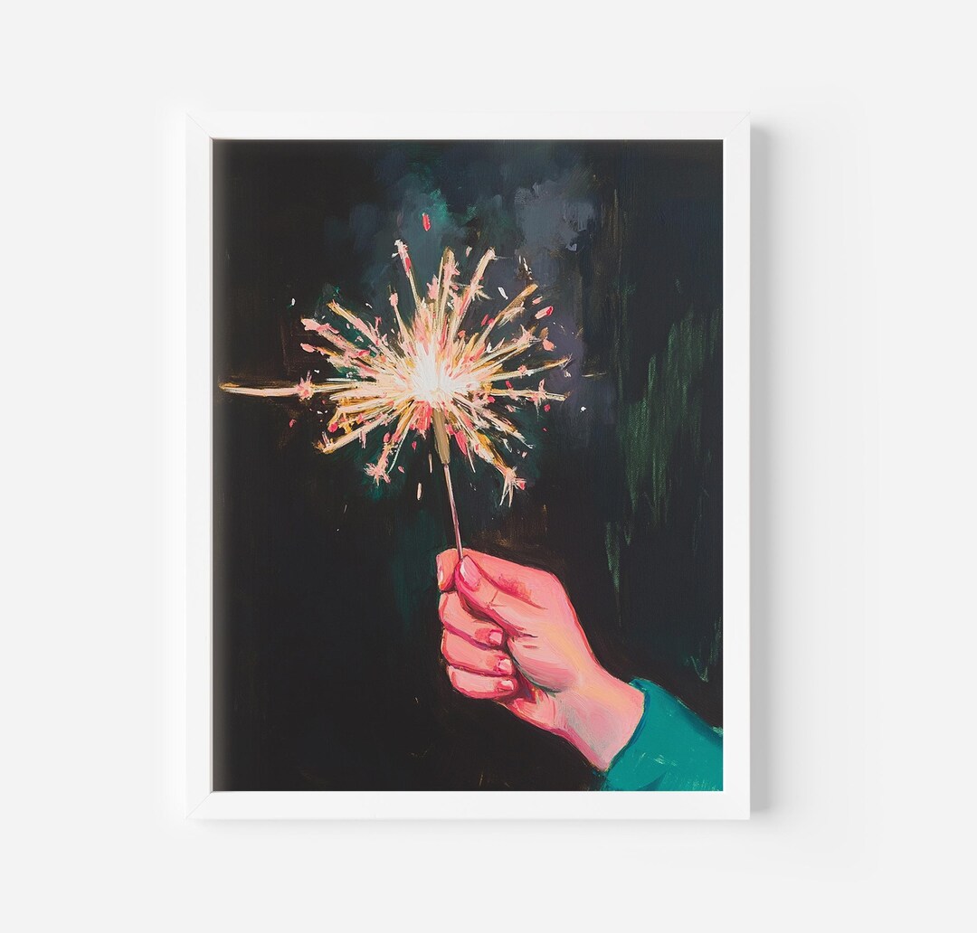 Holiday Sparklers Fine Art Print, Lit Sparklers Wall Decor, Hand Flares ...