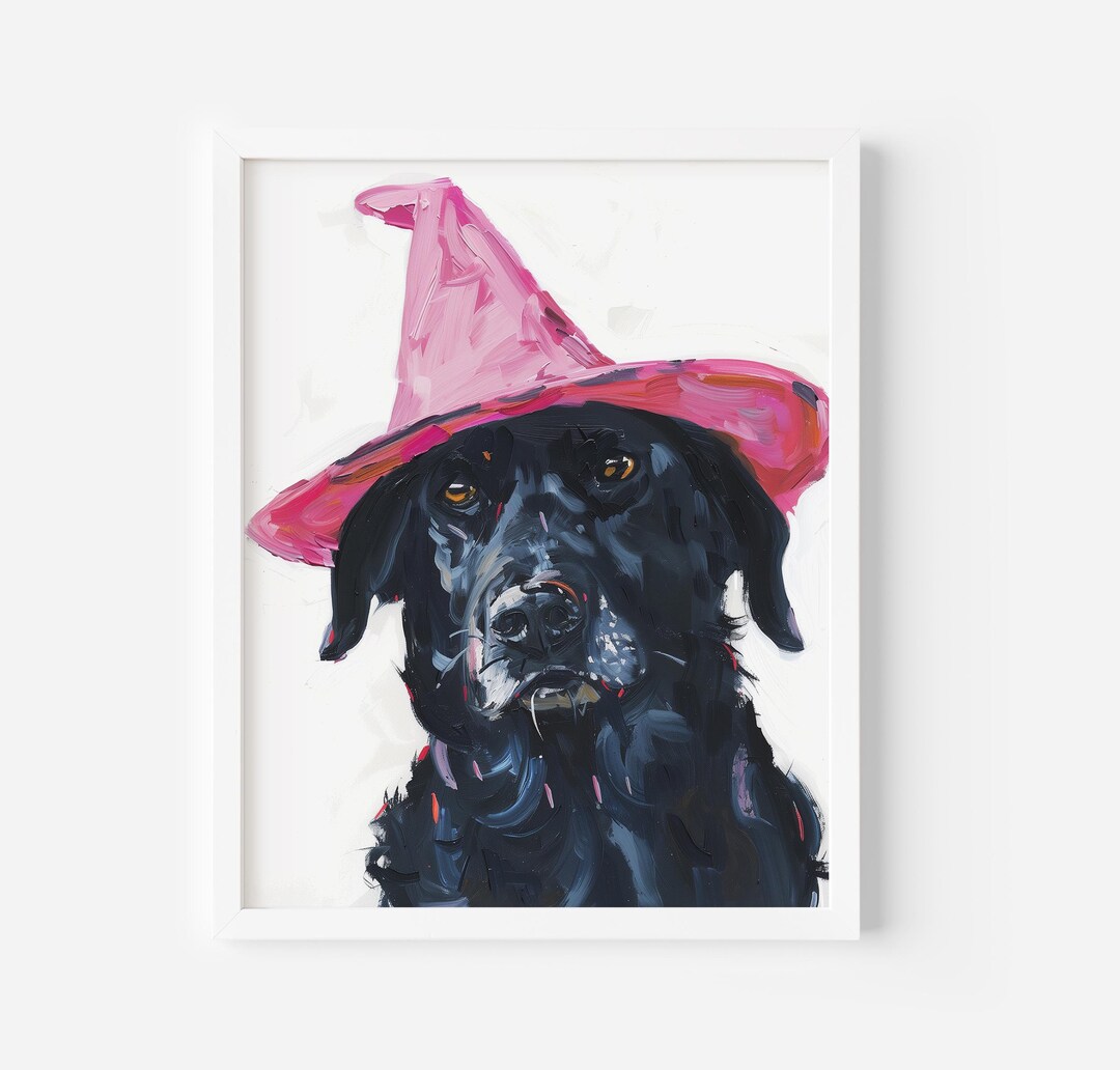 Black Labrador Witch Hat Halloween Print: Dog Lover Gift (digital ...