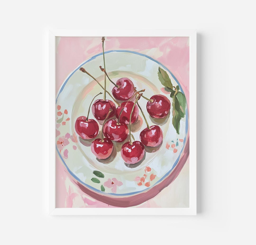 Cherries Printable Art, Digital Download, Dorm Room Decor, Coquette ...