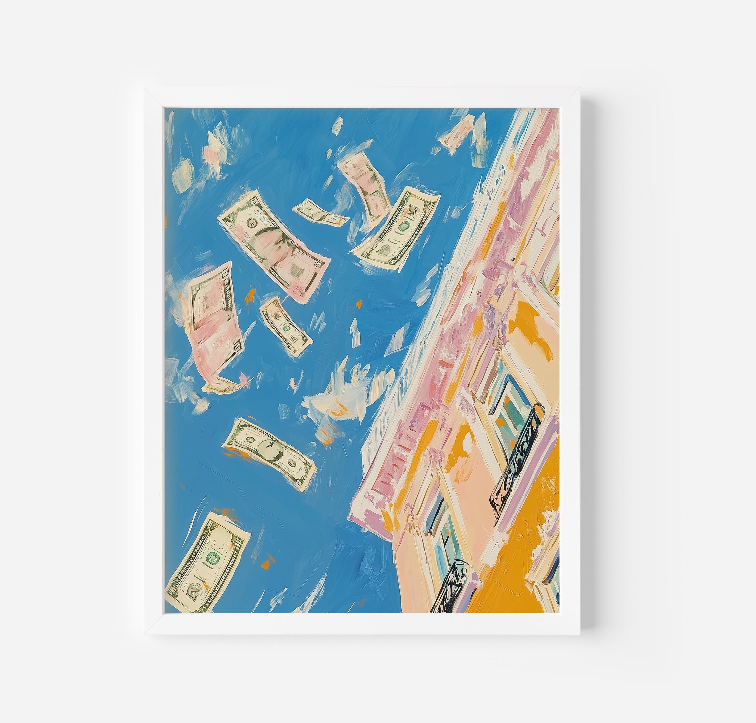 Money Rain Art Print: Preppy Dorm Decor (digital Download), Funky ...