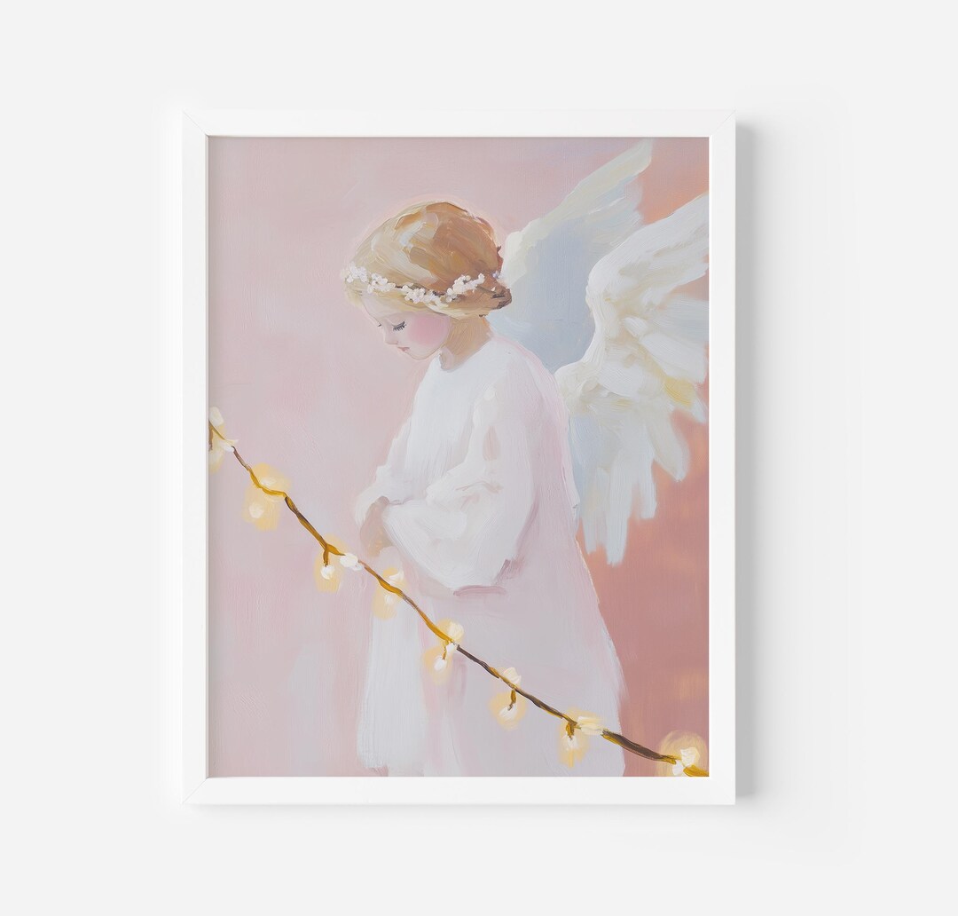 Angel Wall Art, Angel Painting, Christmas Angel Print, Nursery ...