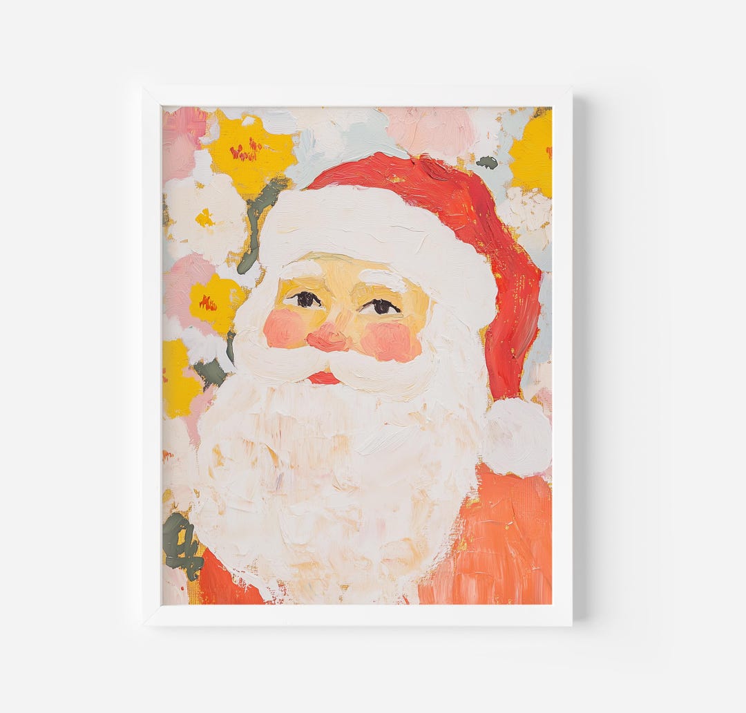 Vintage Santa Christmas Art Print, Christmas Wall Art, Winter Home ...