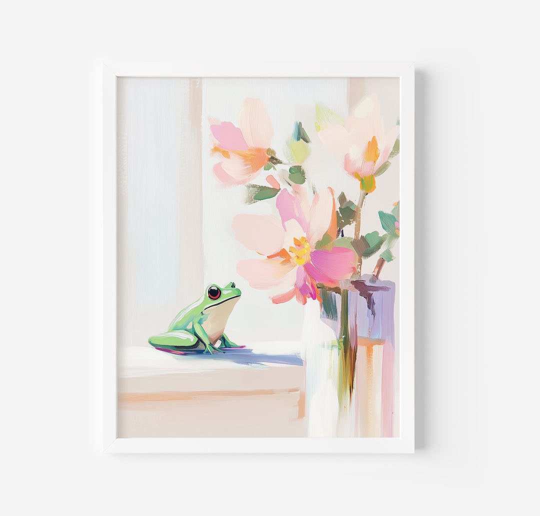 Flowers Frog Printable, Frog Nursery Decor, Kids Room Decor, Acrylic ...