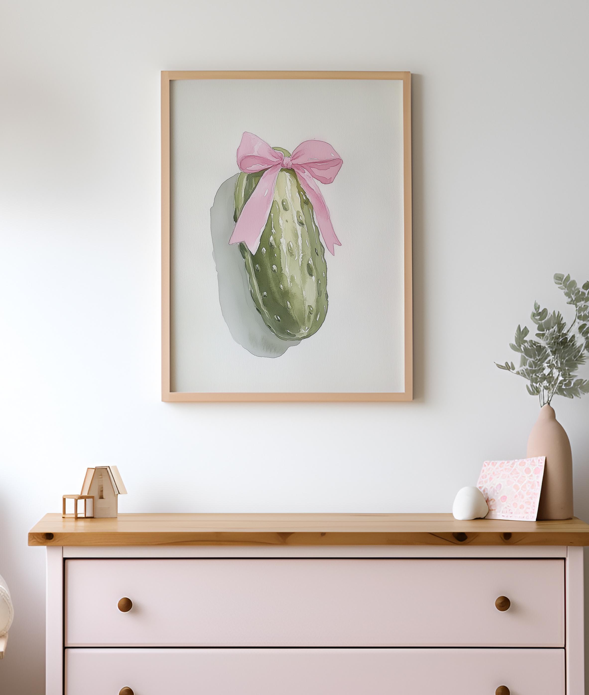 Coquette Pickle Print, Pink Kitchen Decor, Coquette Print, Pickle ...