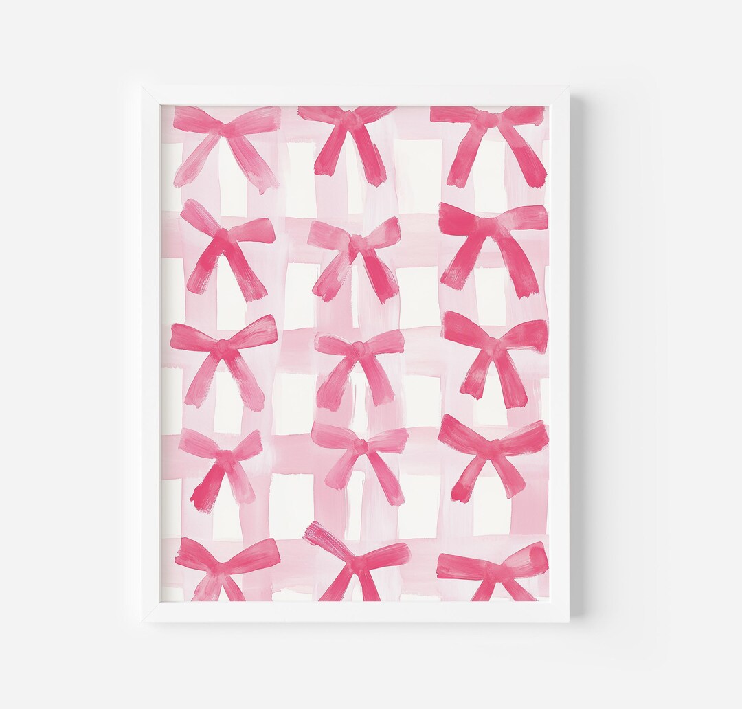 Pink Wall Art, Bow Art Print, Coquette Room Decor, Aesthetic Girly ...