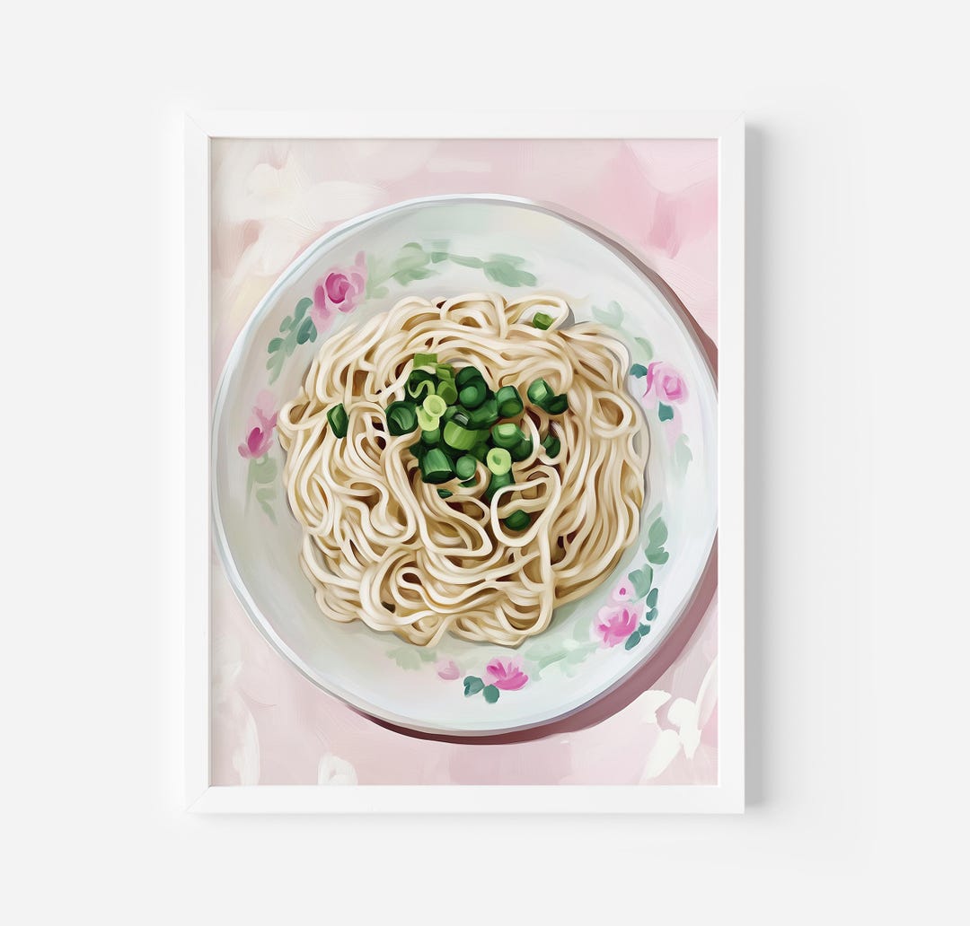 Pasta Printable Art, Food Poster, Instant Download, Pink Kitchen Wall ...