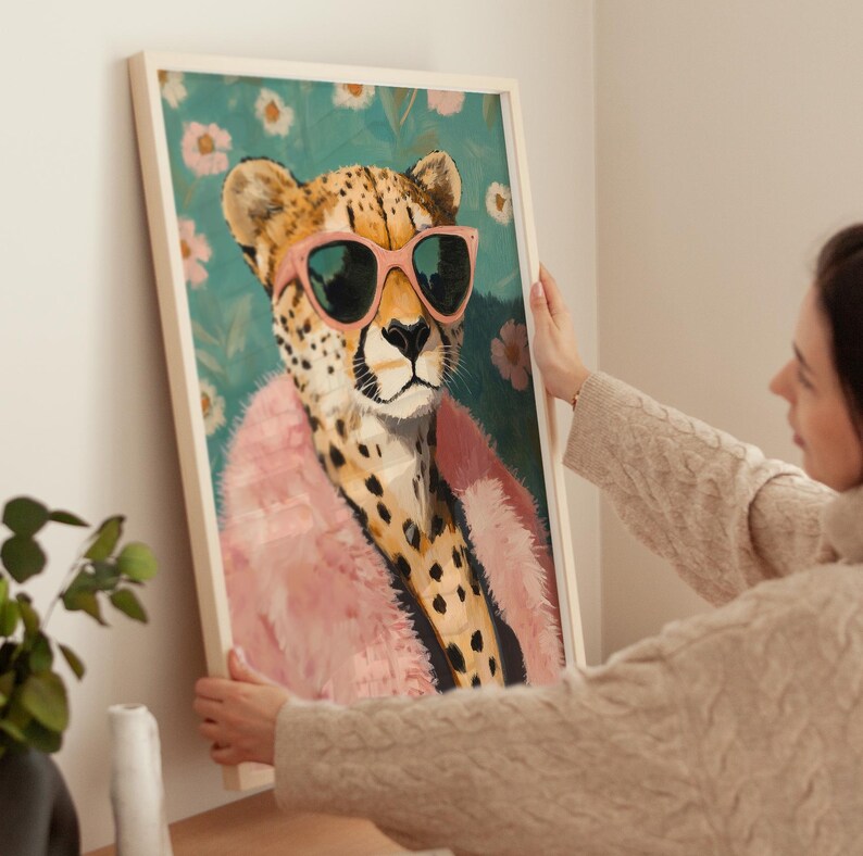 Glam Cheetah Art Print: Regal Animal Portrait (digital Download) - Etsy