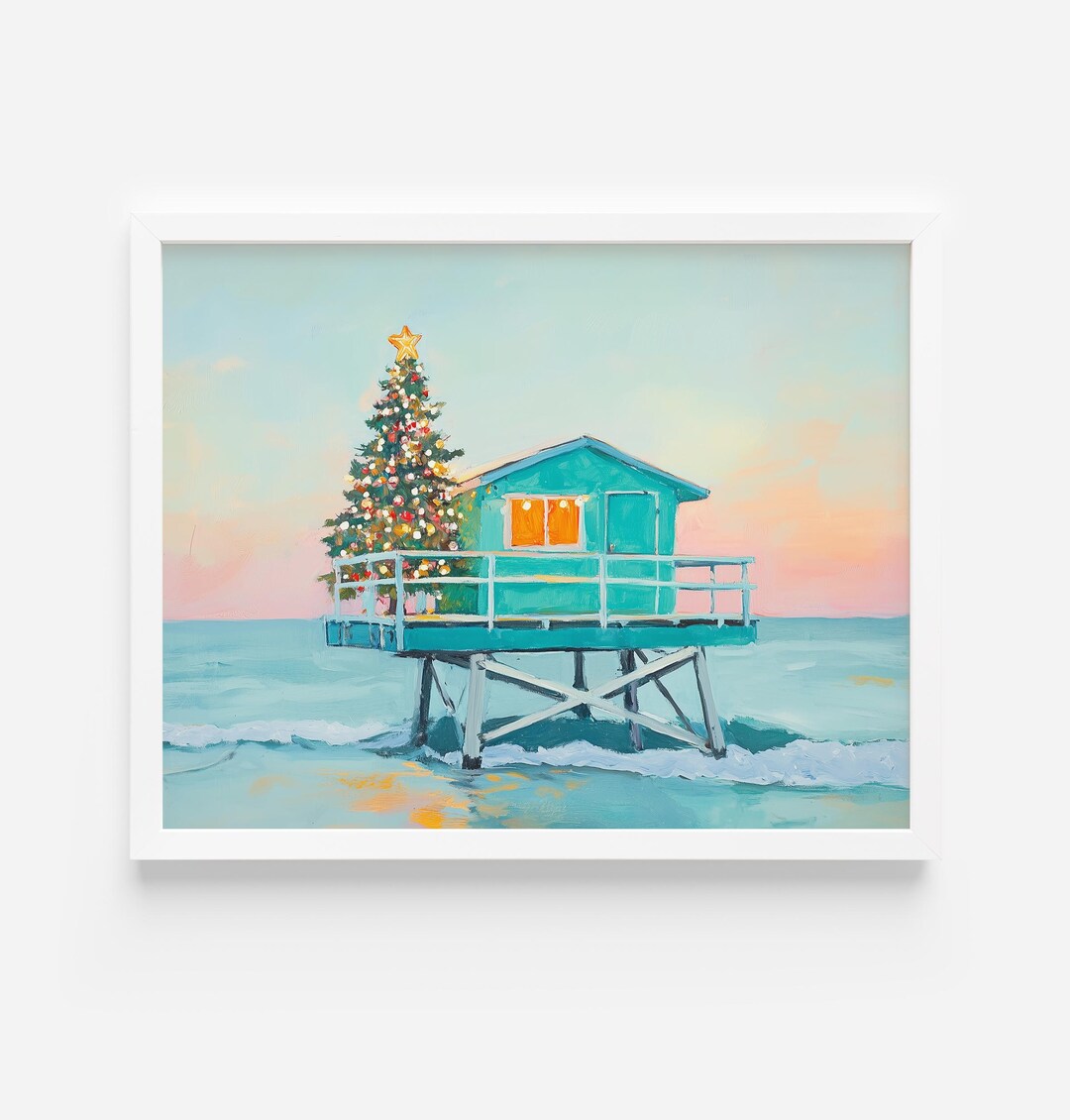 Christmas Lifeguard Shed Print: Coastal Holiday Decor (digital Download ...