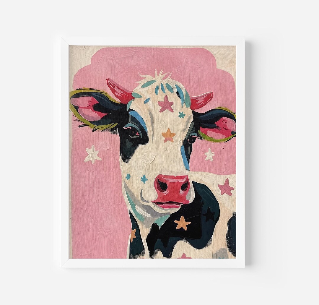 Pink Cow Print: Funky Western Farmhouse Art (digital Download), Boho ...