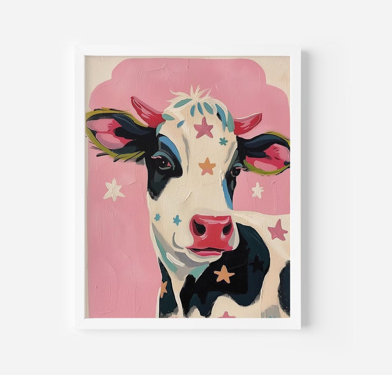 Pink Cow Print: Funky Western Farmhouse Art (digital Download), Boho ...