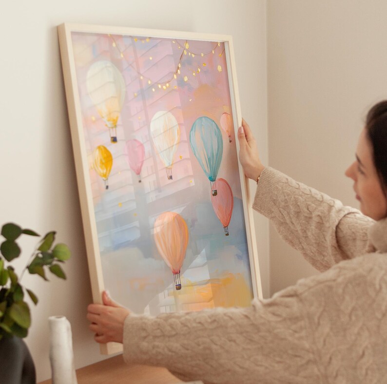Hot Air Balloons Art Print: Cottagecore Nursery Decor (digital Download ...