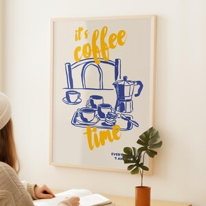 Retro Coffee Poster, Trendy Kitchen Decor, Its Coffee Time Print ...