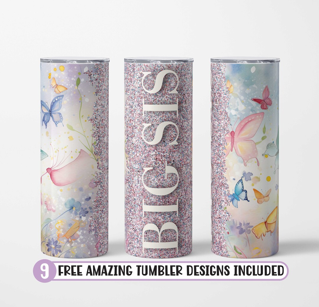 Big Sister Tumbler, Sibling Tumbler Wrap, 20oz Skinny Tumbler, PNG Wrap ...