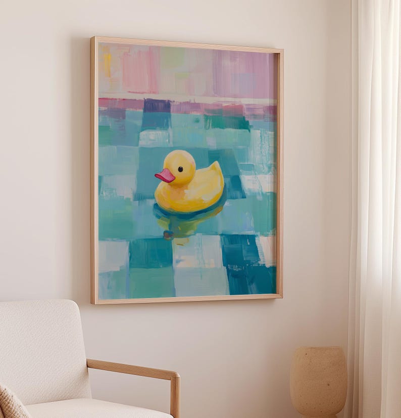 Yellow Rubber Duck Art Print: Playful Pool Scene (digital Download ...