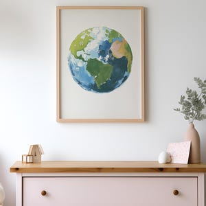 Blue Planet Art Print: Earth Day, Space Nursery Decor (digital Download ...