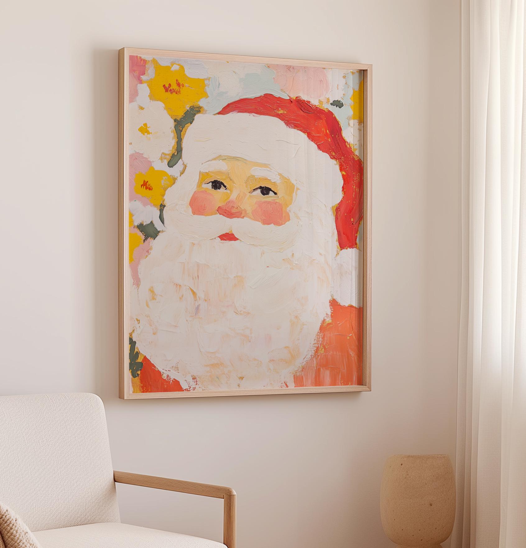 Vintage Santa Christmas Art Print, Christmas Wall Art, Winter Home ...
