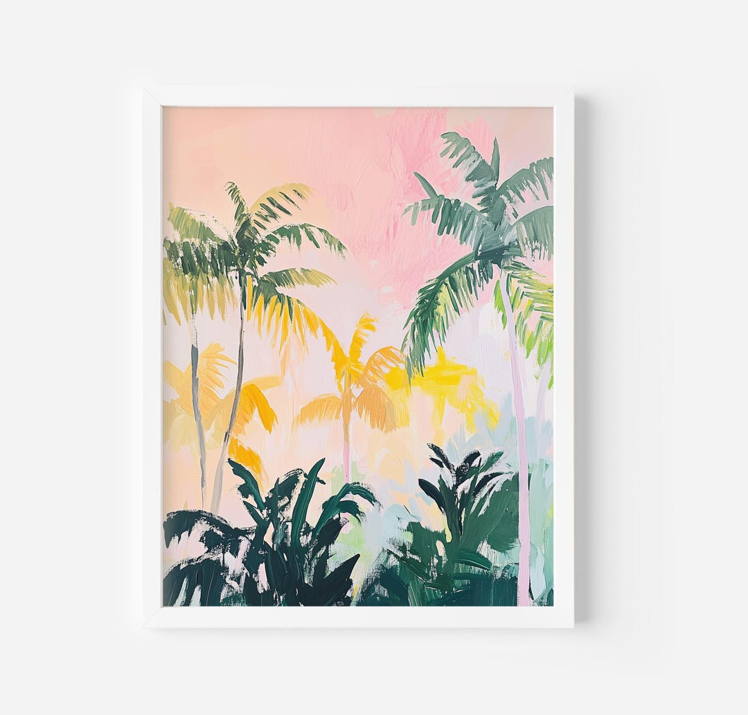 Pastel Palm Tree Print: Tropical Beach House Decor (digital Download ...
