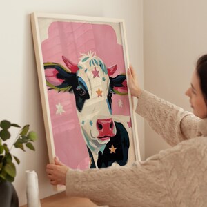 Pink Cow Print: Funky Western Farmhouse Art (digital Download), Boho ...