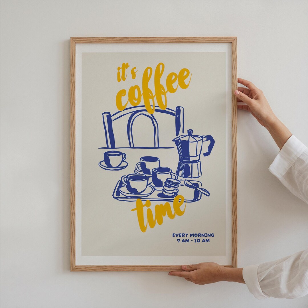 Retro Coffee Poster, Trendy Kitchen Decor, Its Coffee Time Print ...