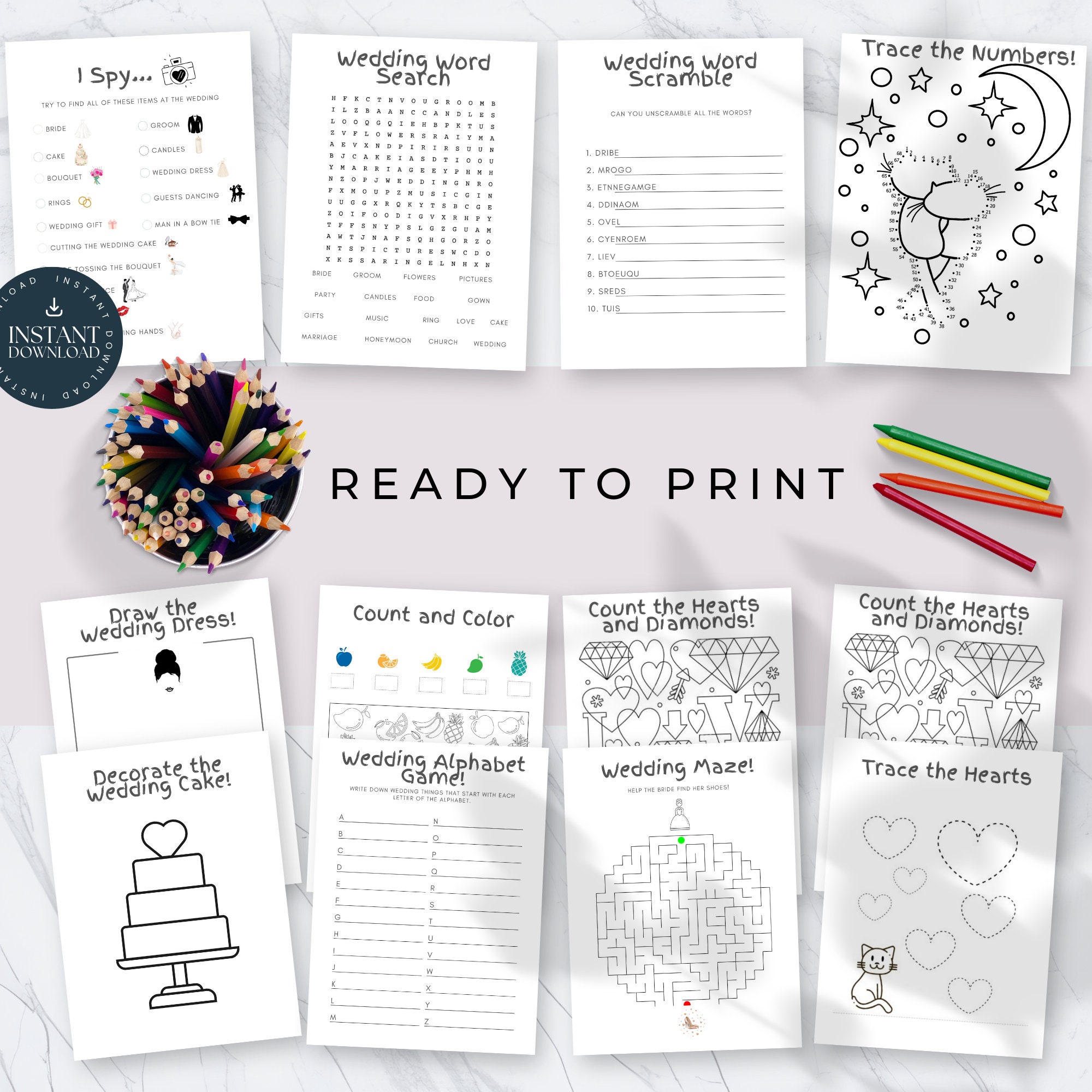 Wedding Activity Book for Kids Printable, Instant Download, Childrens ...