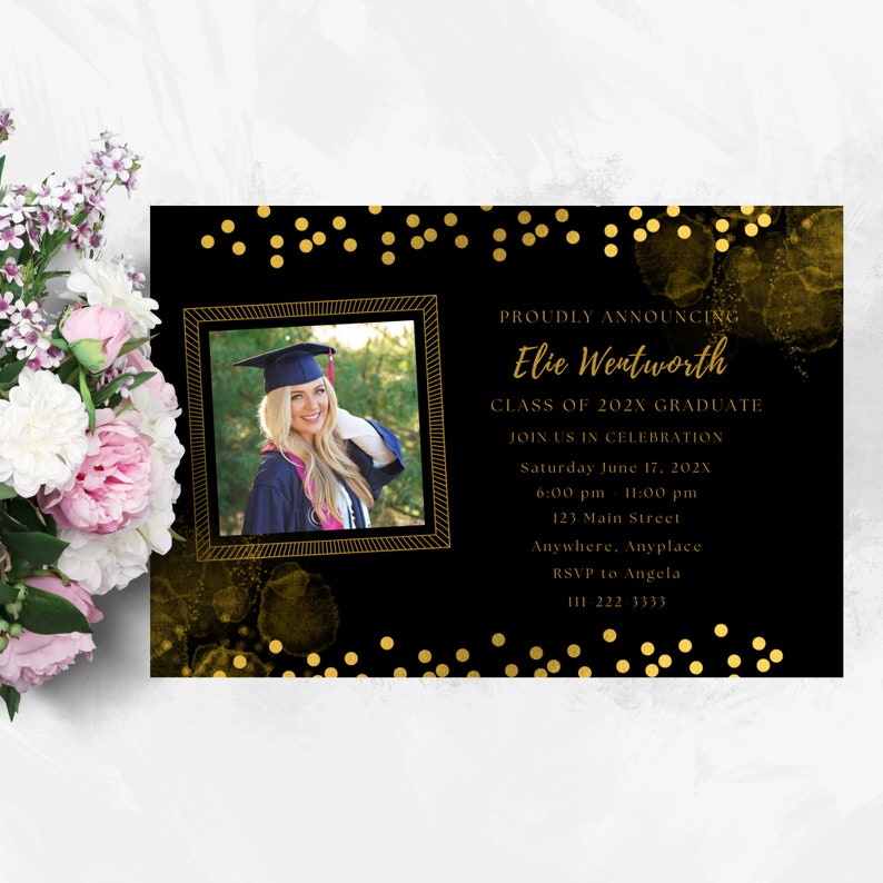 Graduation Invitation Template 4x6, Grad Party Invites With Pictures ...