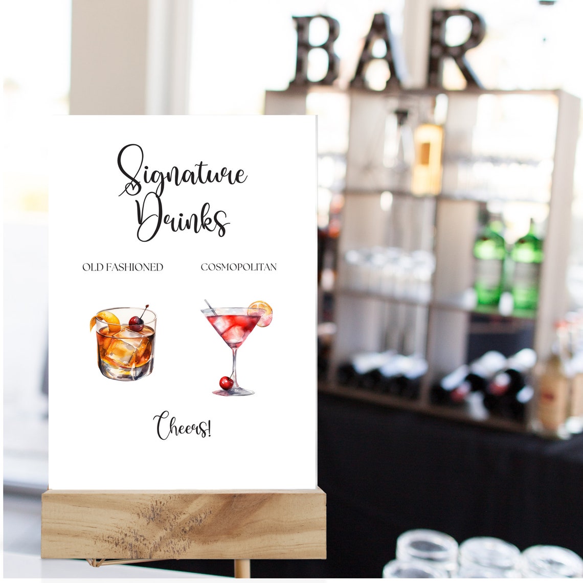 Signature Drink His and Hers, Bar Menu Wedding Reception, Drink Sign ...