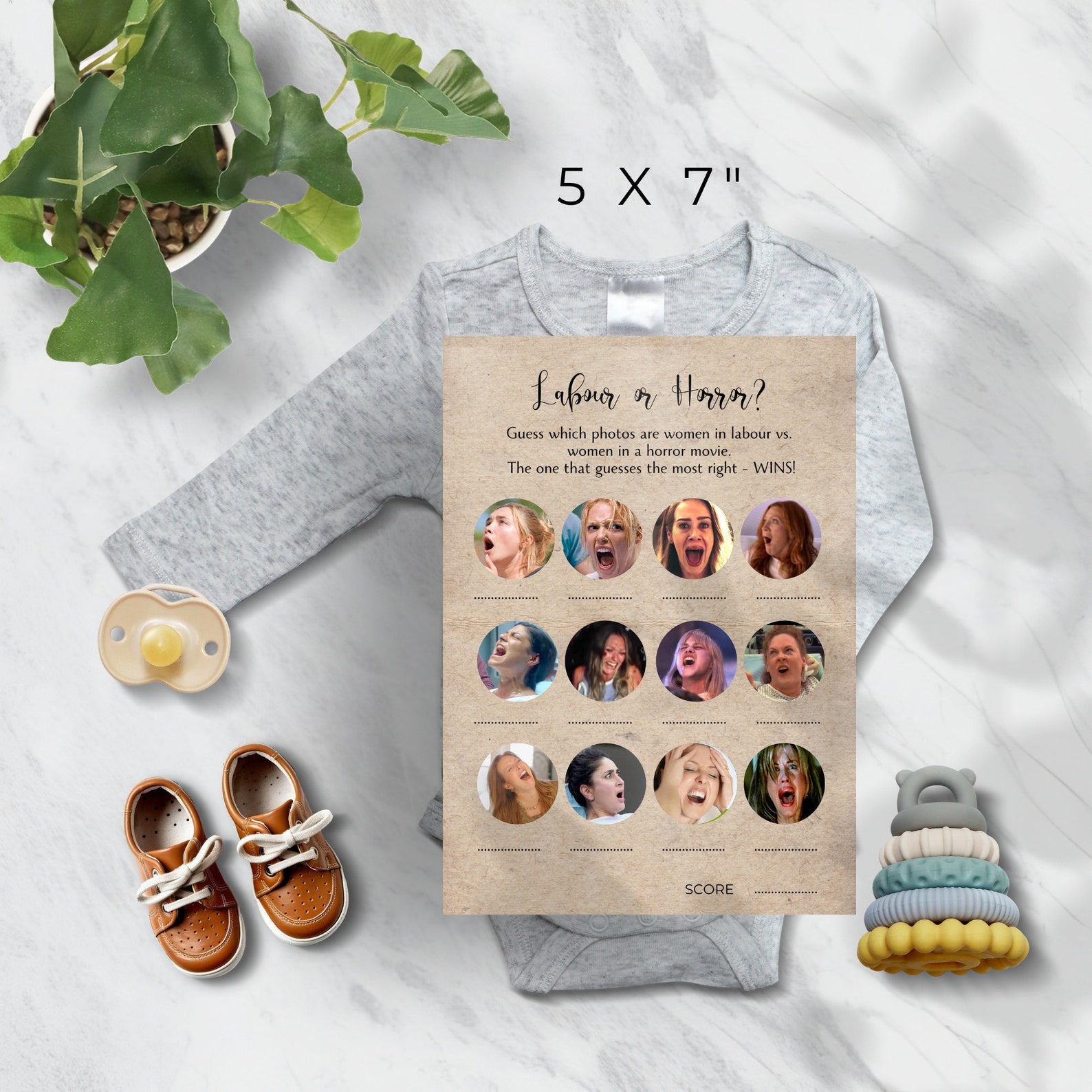 Labor or Horror Baby Shower Game, Minimalist Picture Quiz (PDF) - Etsy