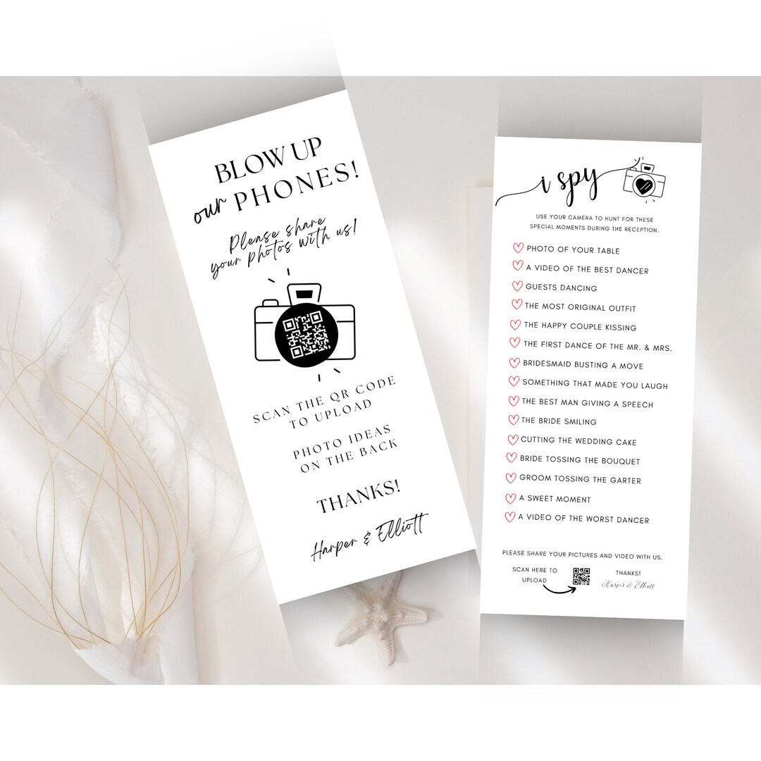 I Spy Wedding Photo Hunt Game Template QR Code Reception Scavenger Hunt ...