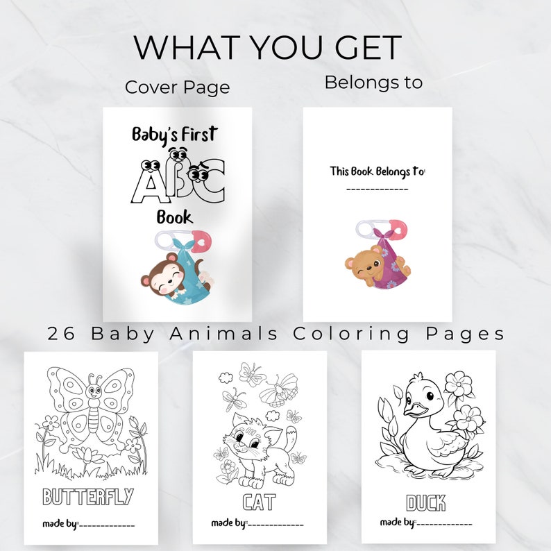 Baby Shower Printable Coloring Book, Alphabet Book, Storybook, First ...