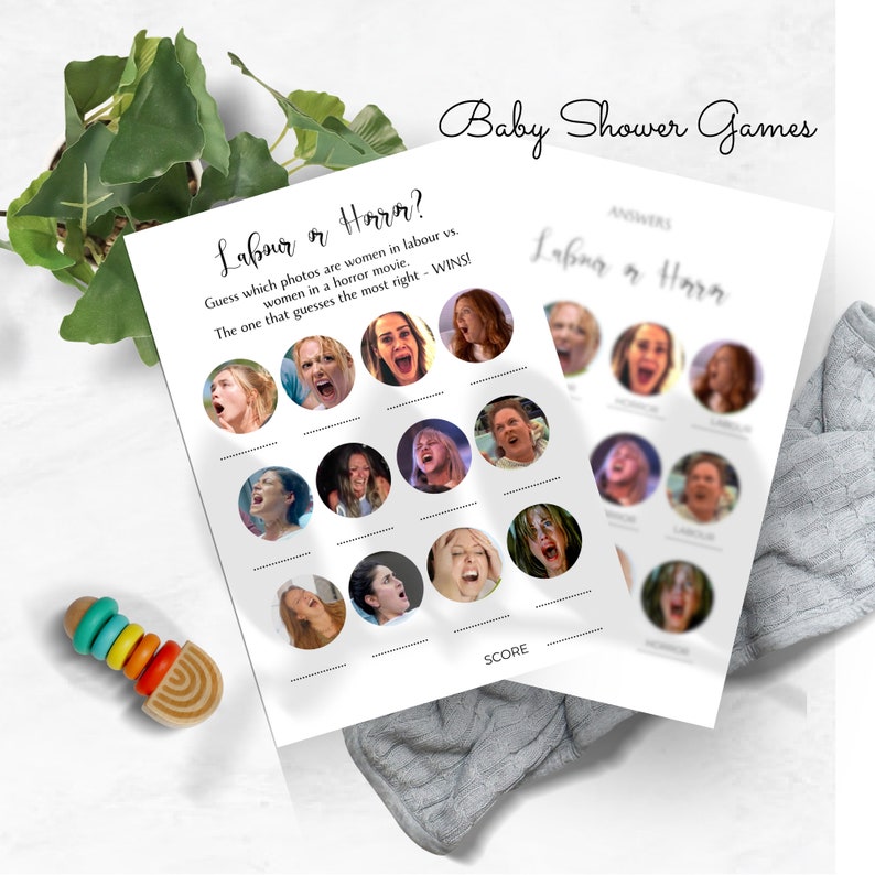 Labor or Horror Baby Shower Game, Minimalist Picture Quiz (PDF) - Etsy