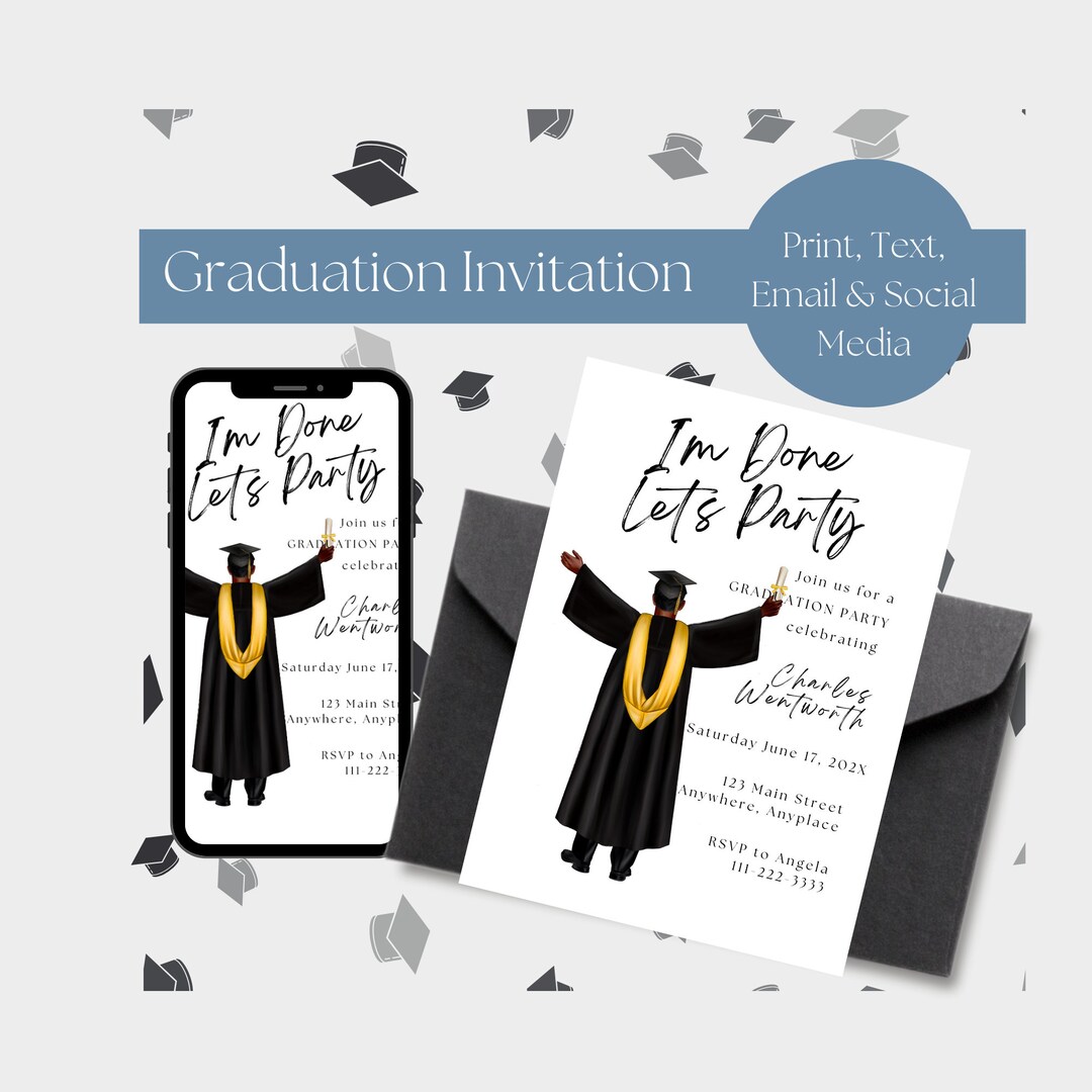 Male Graduation Party Invitation, Party Text Evite, Graduation ...