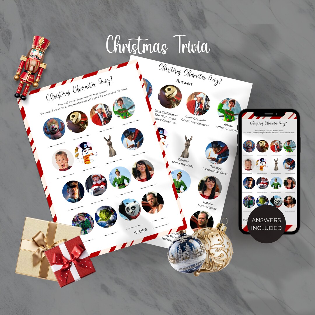 Christmas Movie Character Trivia Game, Friends DIY Party Activity ...