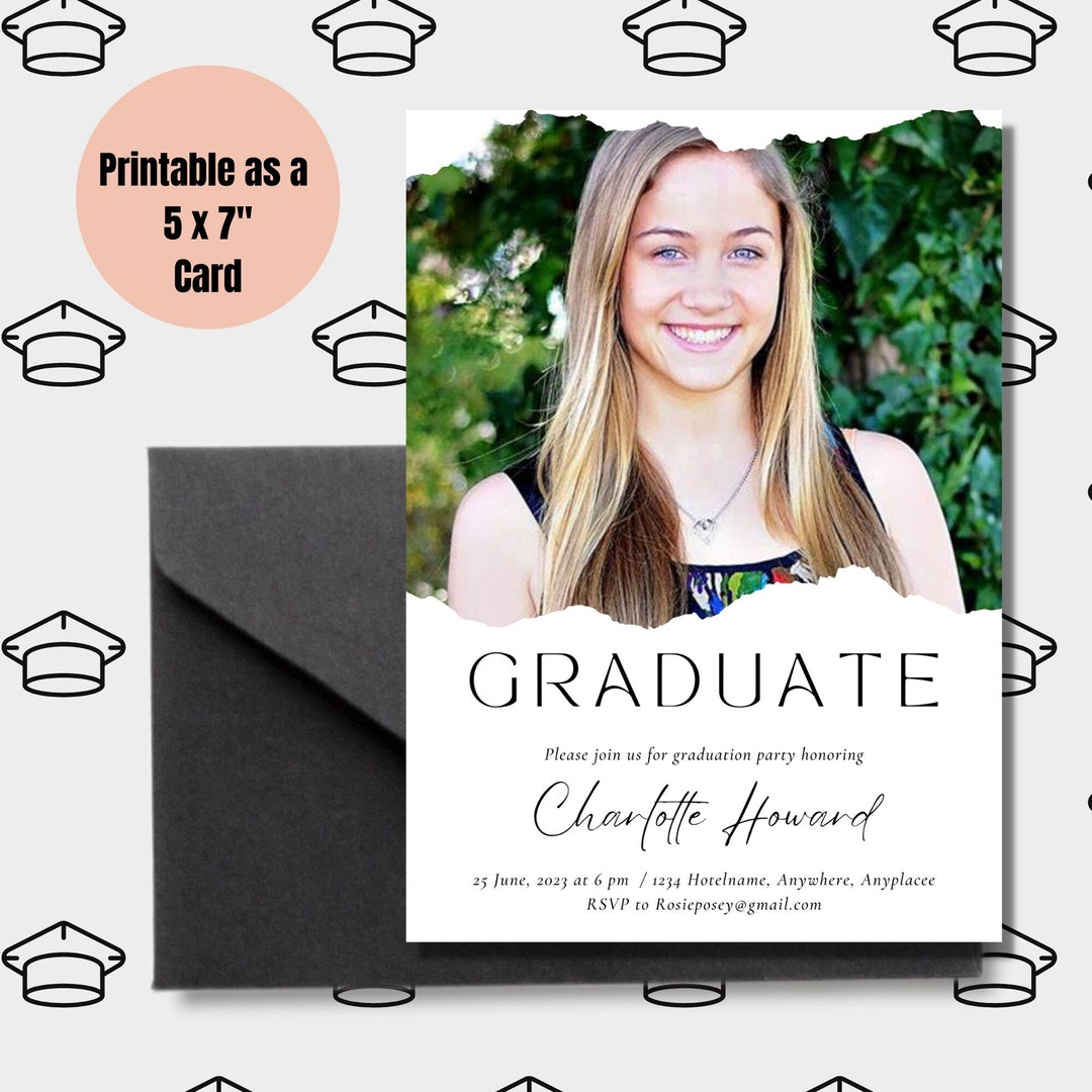 Graduation Party Invitation With Photo, Grad Announcement Card, Instant ...