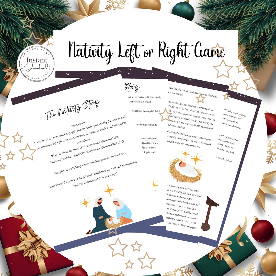 Nativity Story Left Right Party Game, PDF Printable, Holiday Activity ...