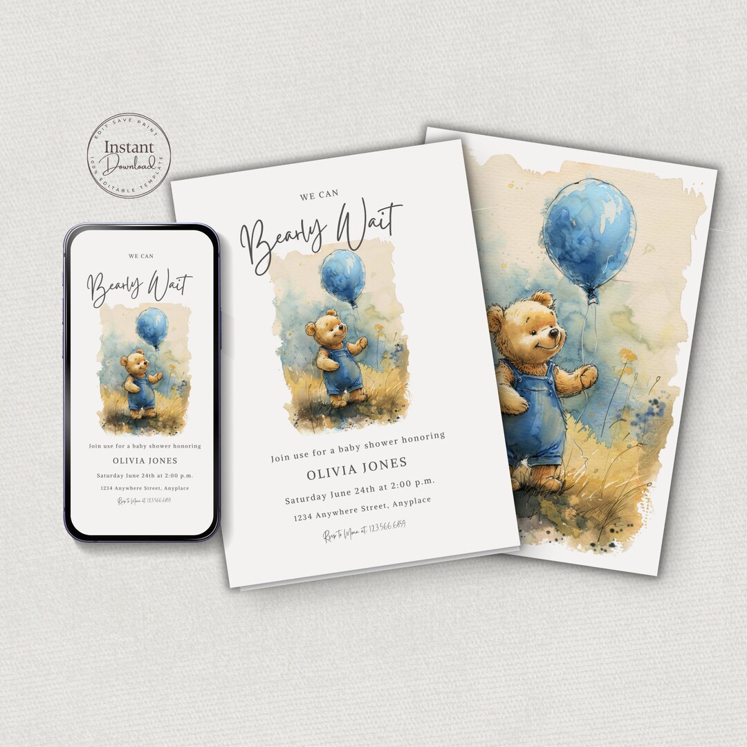 Bearly Wait Baby Shower, We Can Bearly Wait Invitation, Baby Shower ...